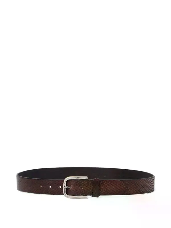 Brooks Brothers Snake-effect Leather Belt - Brown