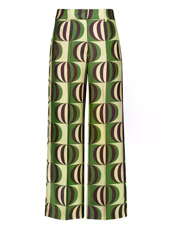 PAULA Geometric Print Silk Trousers