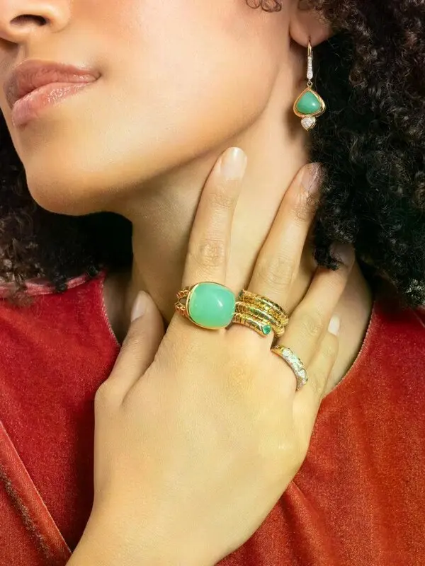 Marina B Tigella Chrysoprase Ring - Gold