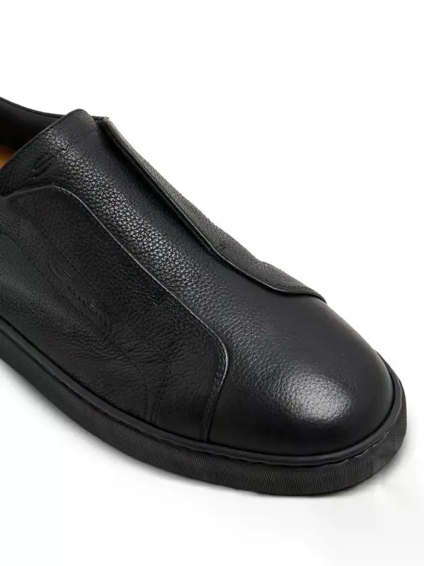 Santoni Grainy Leather Slip-on Sneakers