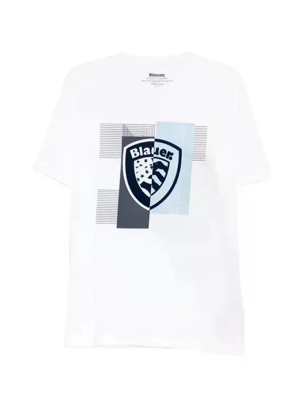 BLAUER. Logo-print Short-sleeve T-shirt - White
