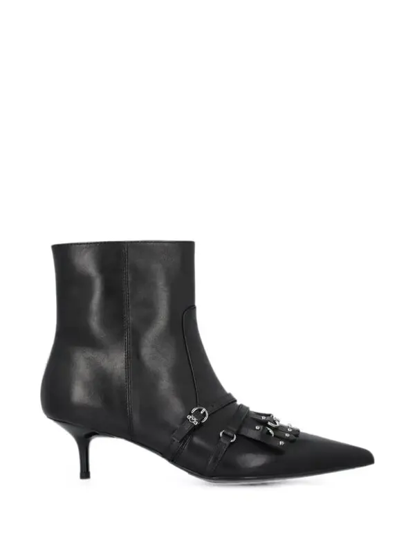 Pinko Fringe-detail Buckled Ankle Boots - Black