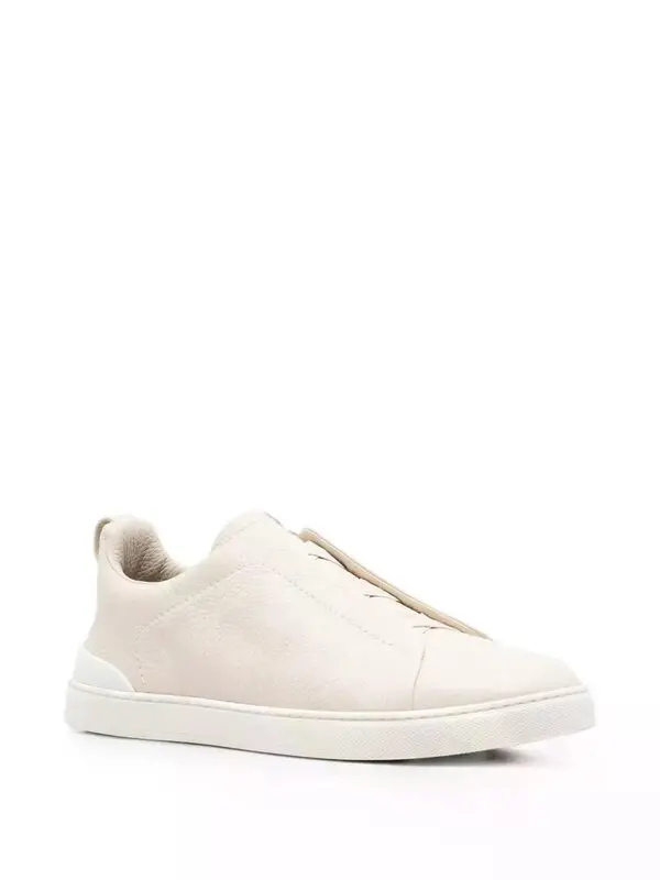 Zegna Triple Stitch Grained Leather Sneakers