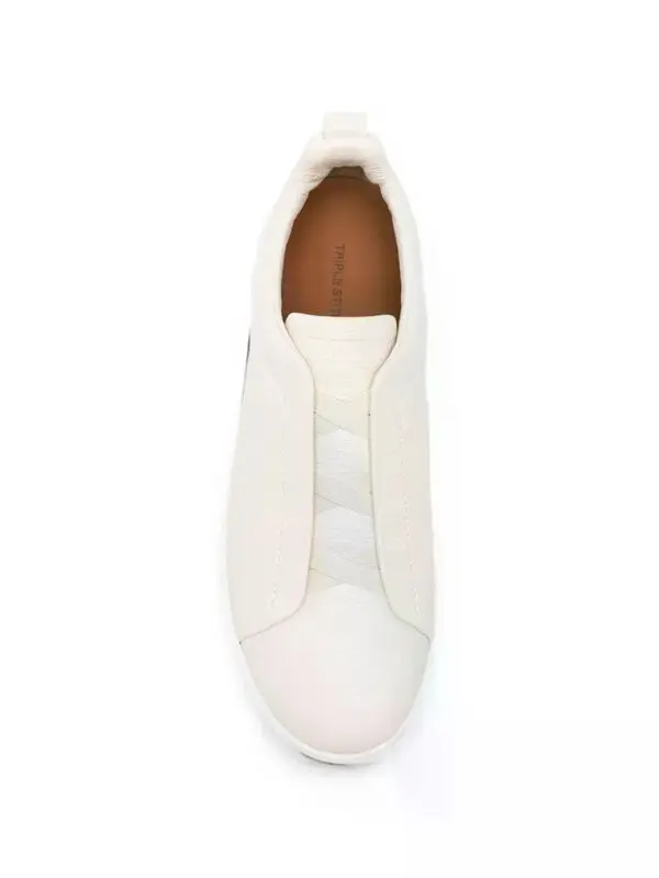 Zegna Triple Stitch Grained Leather Sneakers