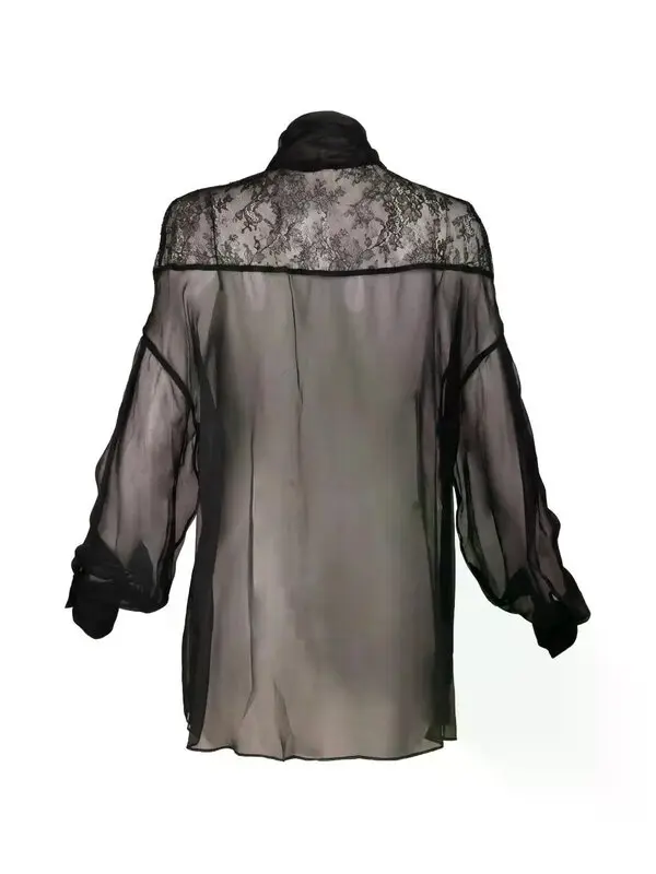 Valentino Garavani Lace-panelled Pussy-bow Shirt - Black