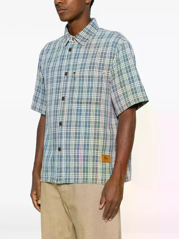 Burberry Check Short-sleeve Shirt - Blue