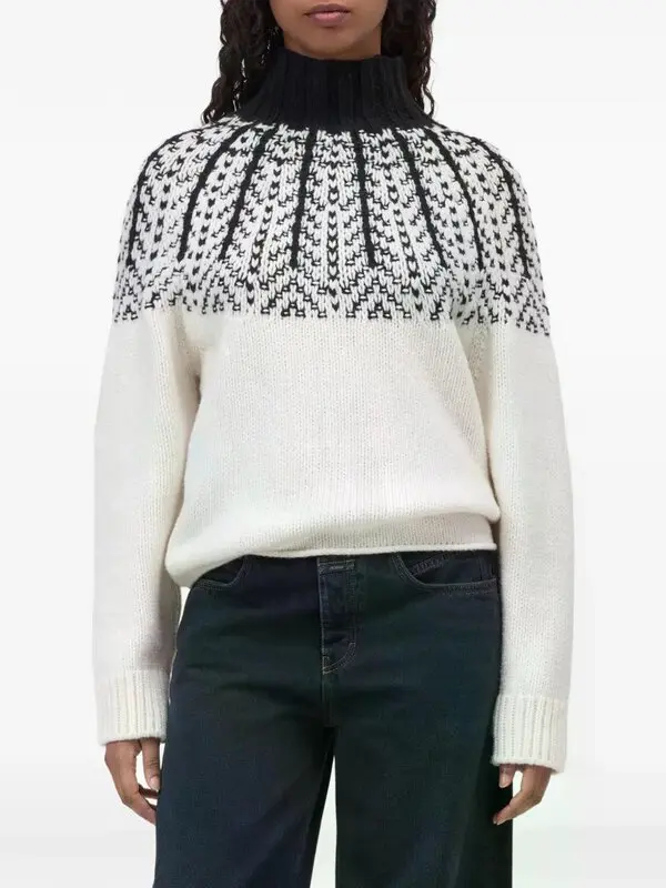 Closed Intarsia-knit High-neck Sweater