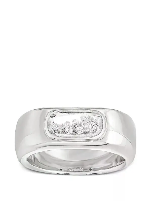 Moritz Glik 18k White Gold Diamond Cigar Band Ring - Silver