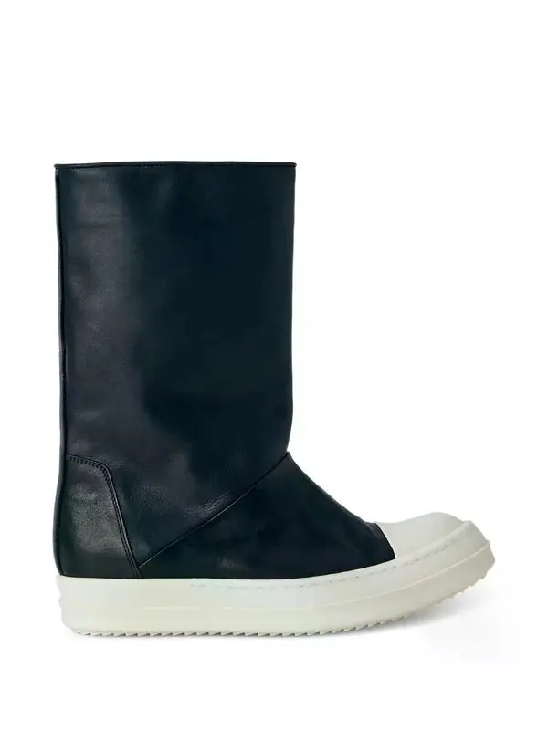 Rick Owens High Leather Boots With Rubber Sole - Black