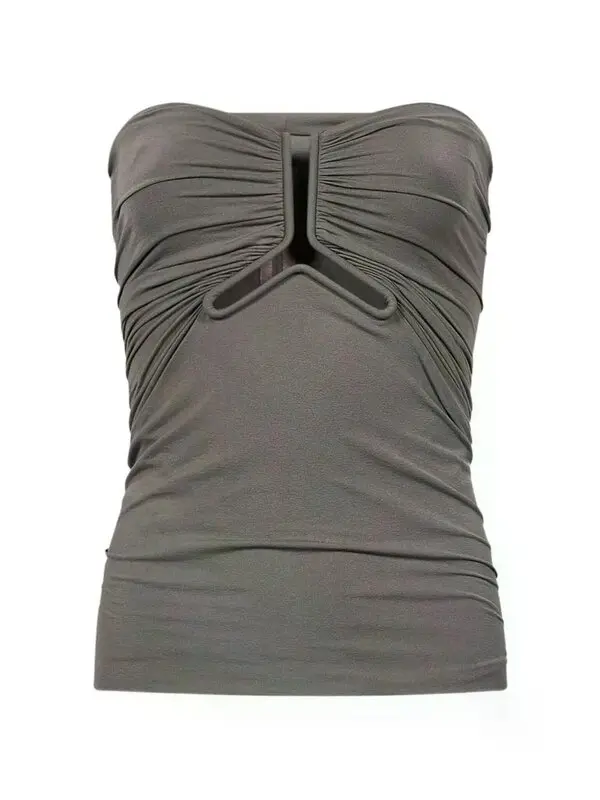 Rick Owens Cut-out Ruched Top - Grey