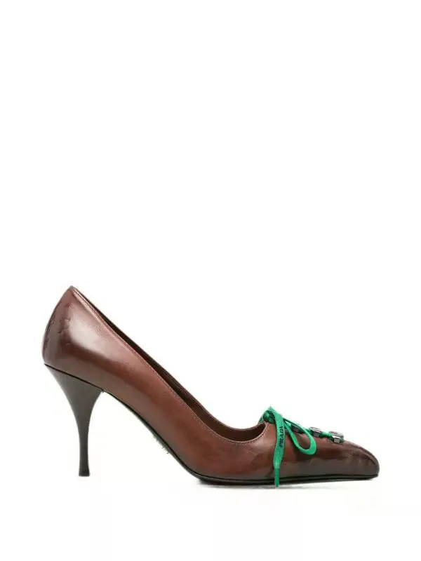 Prada Lace-up Pointed-toe Pumps - Brown