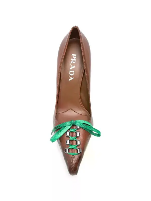 Prada Lace-up Pointed-toe Pumps