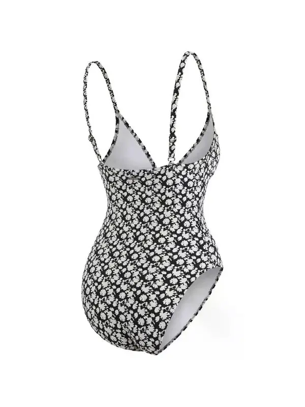 Marc O'polo Floral Print Textured Swimsuit - Black