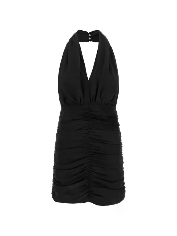 ROTATE BY BIRGER CHRISTENSEN Ruched Halterneck Dress - Black