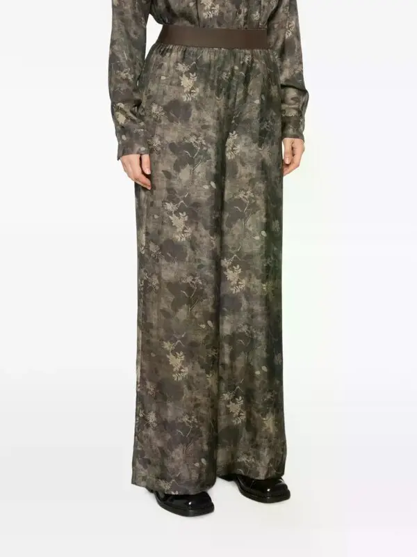 UMA WANG Floral Print Wide-leg Trousers - Brown