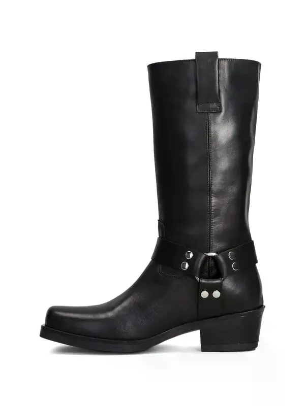 JULIE DEE Harness Square-toe Biker Boots