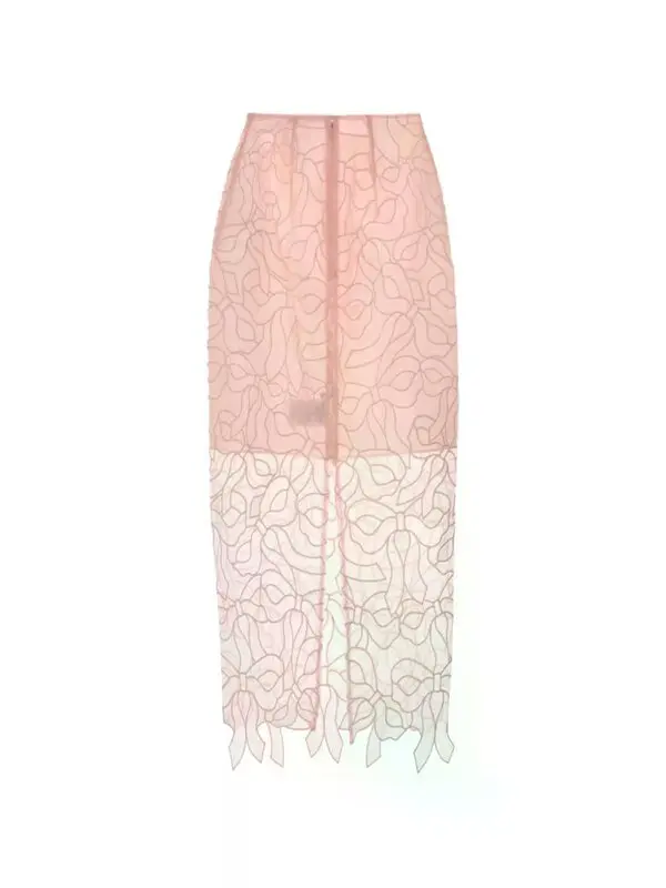 Cecilie Bahnsen Bow-embroidered Organza Mid Skirt - Pink