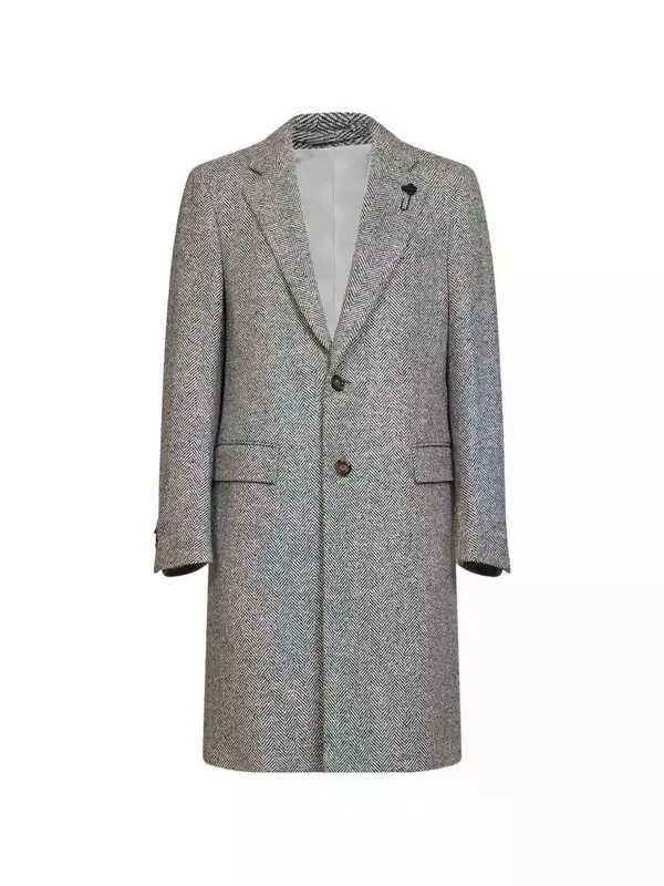 LARDINI Herringbone-pattern Single-breasted Coat