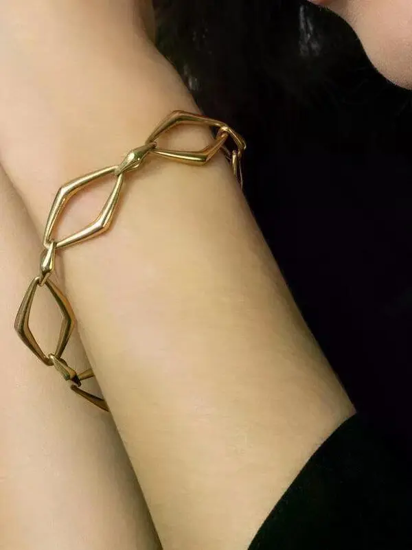 PARULINA 18k Yellow Openwork Diamond Link Bracelet