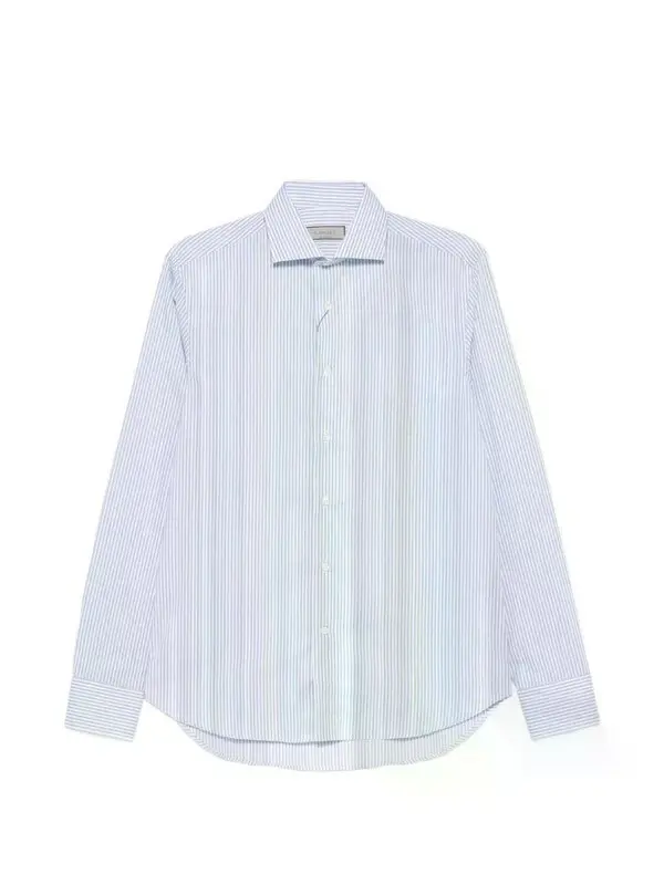 Canali Vertical-stripe Long-sleeve Shirt - Blue