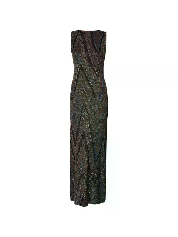 Missoni Sequin-embellished Zigzag-knit Dress - Brown