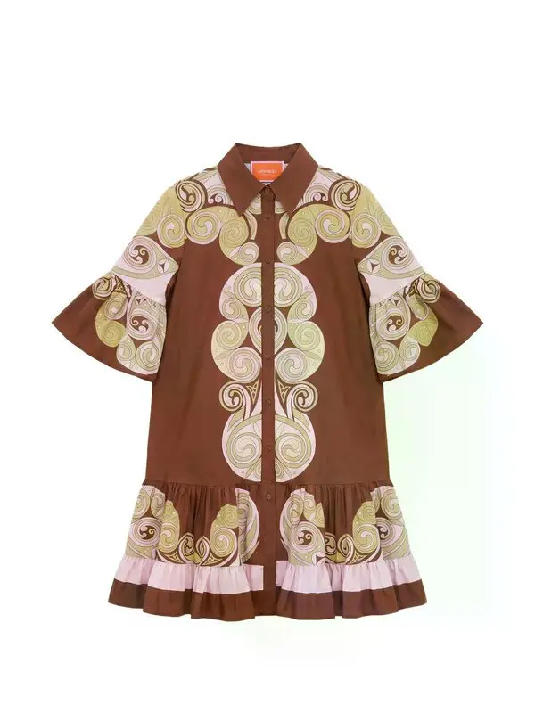 La DoubleJ Choux Ruffled-trim Dress - Brown