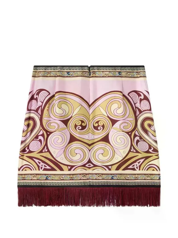 La DoubleJ Mini Foulard Skirt With Fringe - Red