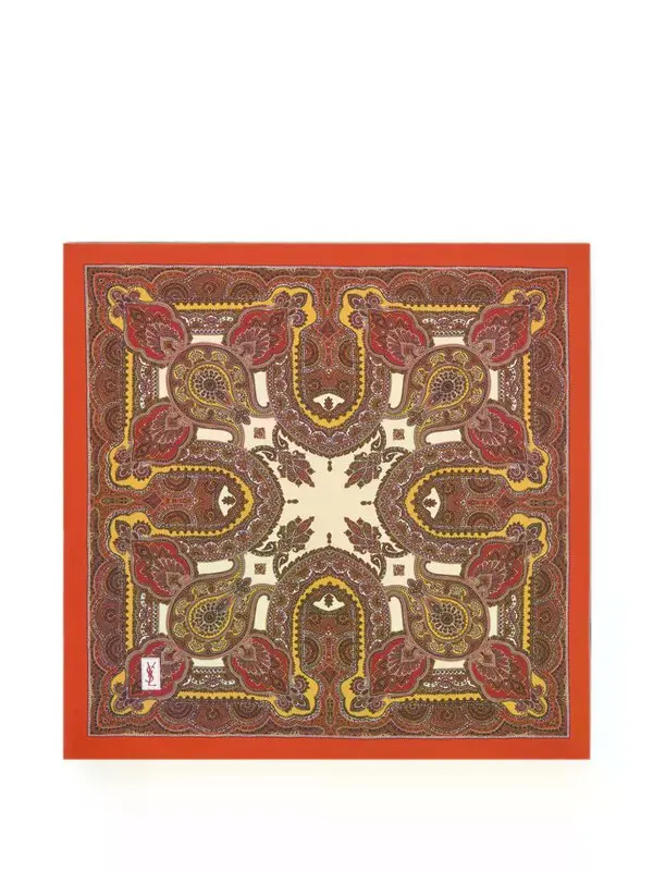 Saint Laurent Square Scarf In Paisley Silk Twill