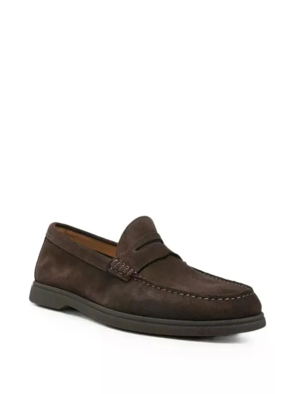 BOSS Suede Slip-on Loafers - Brown