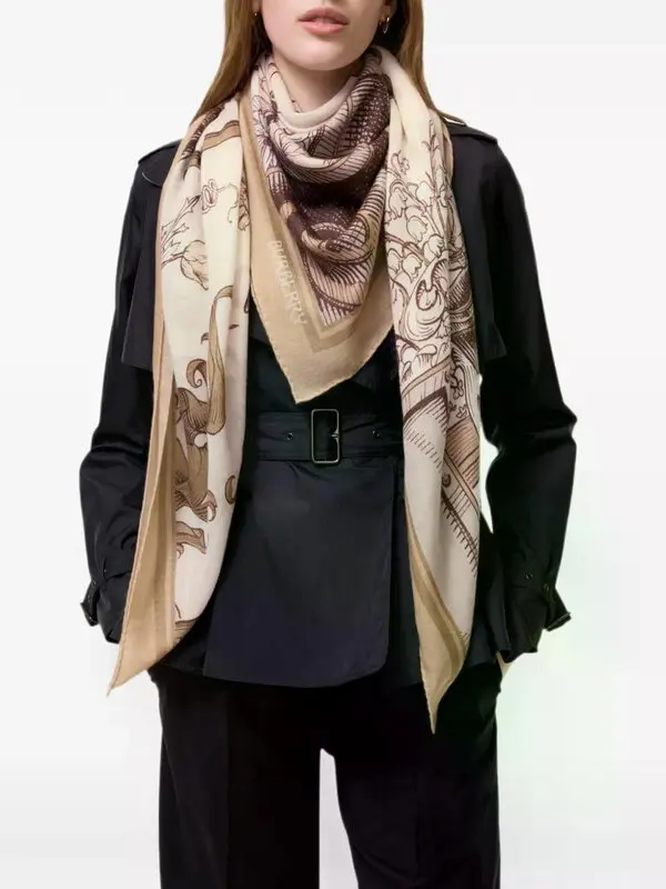 Burberry Etched Knight Cashmere Silk Scarf