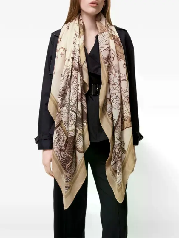 Burberry Etched Knight Cashmere Silk Scarf
