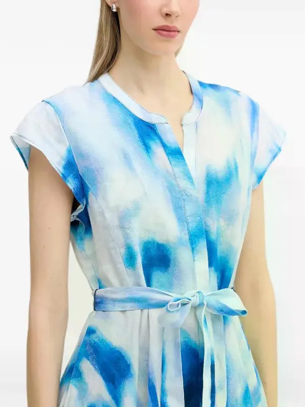 Dkny Tie-dye Linen Asymmetric Dress