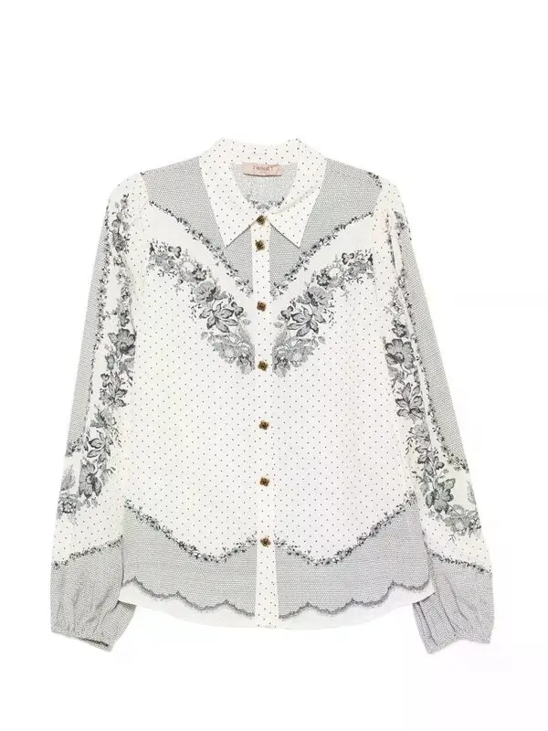 TWINSET Floral-print Polka-dot Shirt - Neutrals