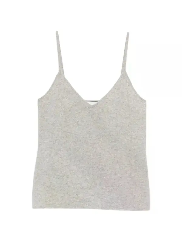 Eric Bompard Cashmere Spaghetti-strap V-neck Top - Grey