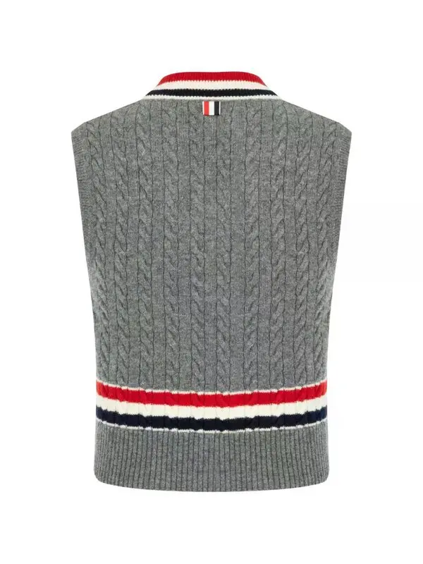 Thom Browne Cable-knit Striped Wool Vest