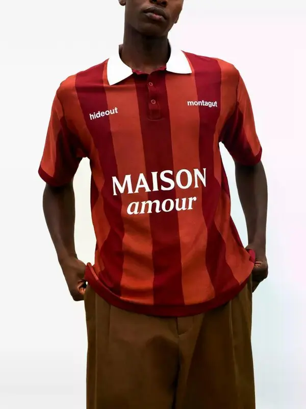 MAISON HIDEOUT Logo-print Striped Polo Shirt