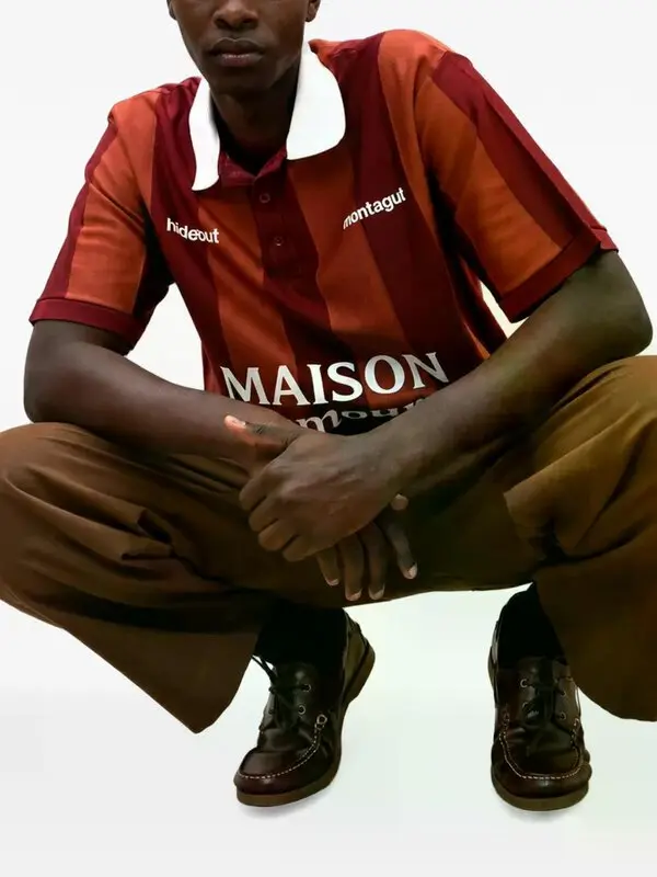 MAISON HIDEOUT Logo-print Striped Polo Shirt