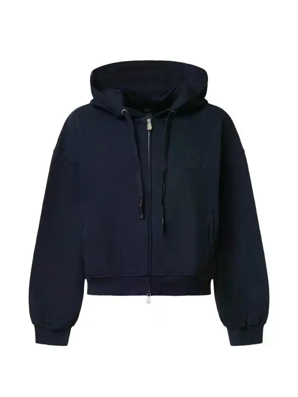 Pinko Logo-embroidered Zip-up Hoodie - Blue