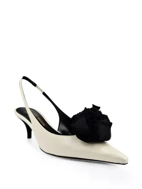 MADISON MAISON Instinya Flower-embellished Leather Slingback Pumps
