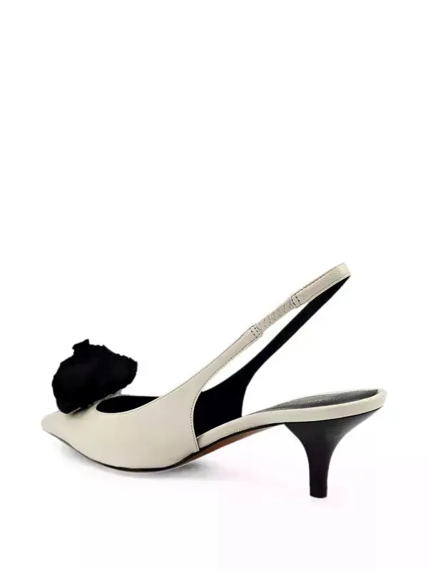MADISON MAISON Instinya Flower-embellished Leather Slingback Pumps