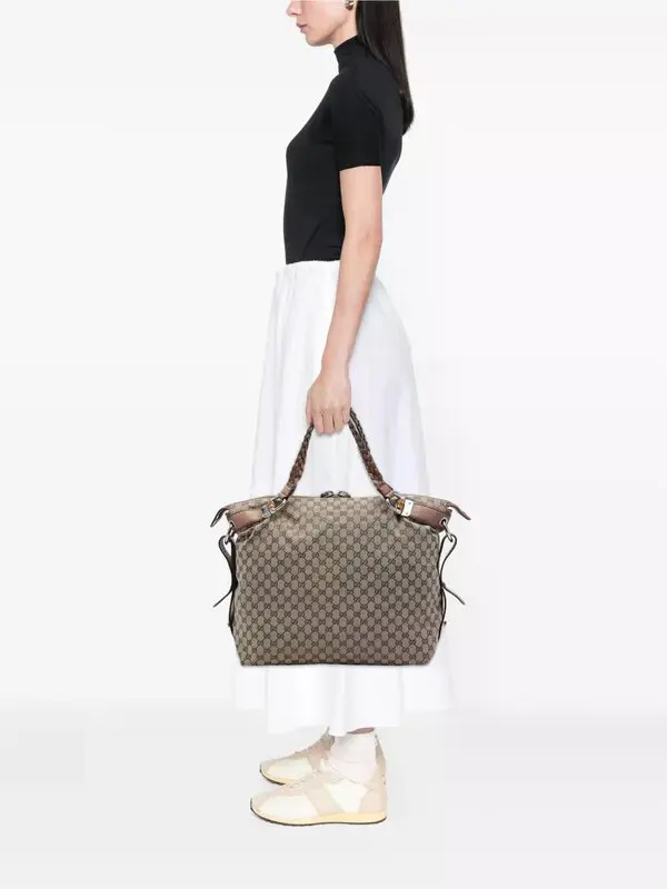 Gucci Gg Canvas Bamboo Bar Tote Bag