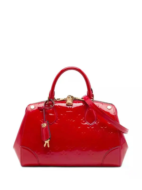 LOUIS VUITTON 2015 Monogram Vernis Santa Monica Satchel - Red