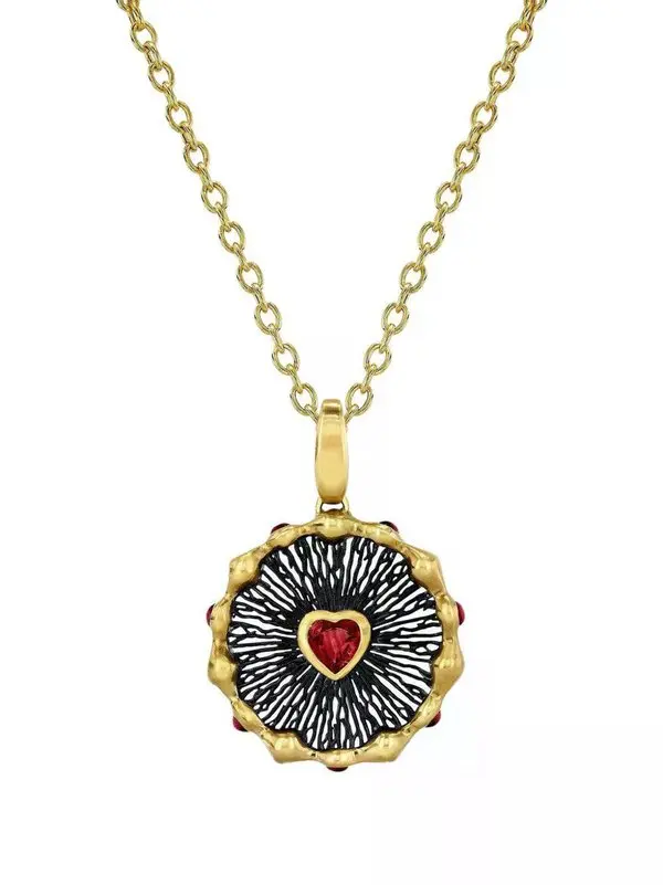 Vram Ruby Heart Pendant Necklace - Gold