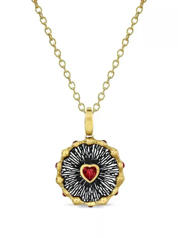 Vram Ruby Heart Pendant Necklace - Gold