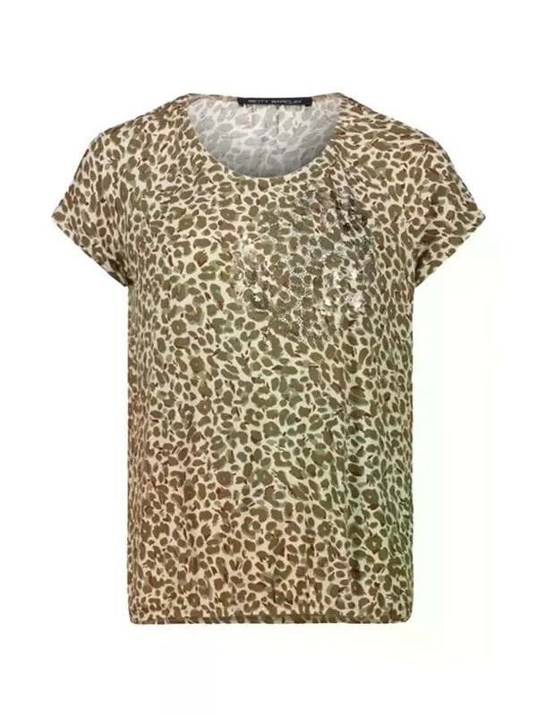 BETTY BARCLAY Leopard-print Sequin-embellished T-shirt - Neutrals