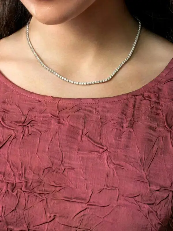 WITH LOVE Diamond Tennis Necklace With Pavé-set White Gold
