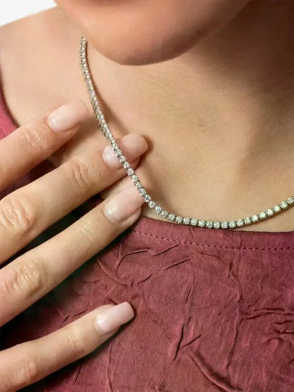 WITH LOVE Diamond Tennis Necklace With Pavé-set White Gold