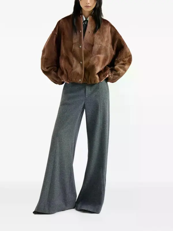 Brunello Cucinelli Cashmere Shearling Bomber Jacket With Monili