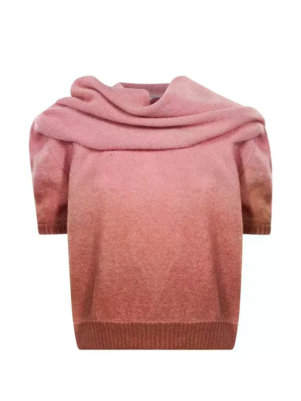 ROWEN ROSE Gradient Effect Draped Neck Sweater