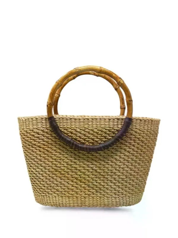 SENSI STUDIO Bamboo-handle Interwoven Tote Bag